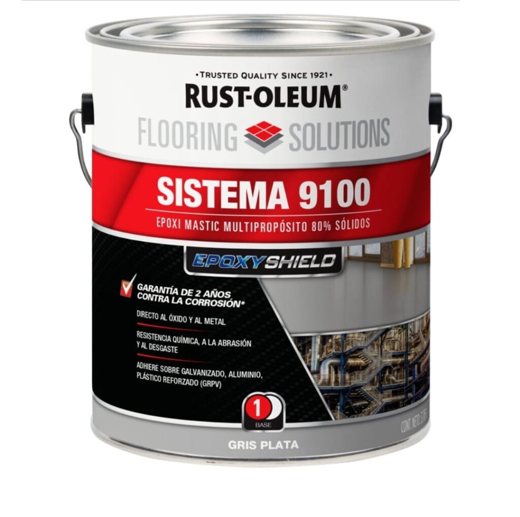 Sistema 9100, Epoxi Mastic, Gris Plata (Base 3,785L, Activador 3,785L) Brillante. - Mundoclio